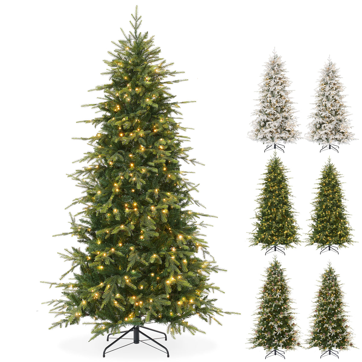 Pre-Lit Slim Aspen Fir Artificial Holiday Christmas Tree with Stand ...